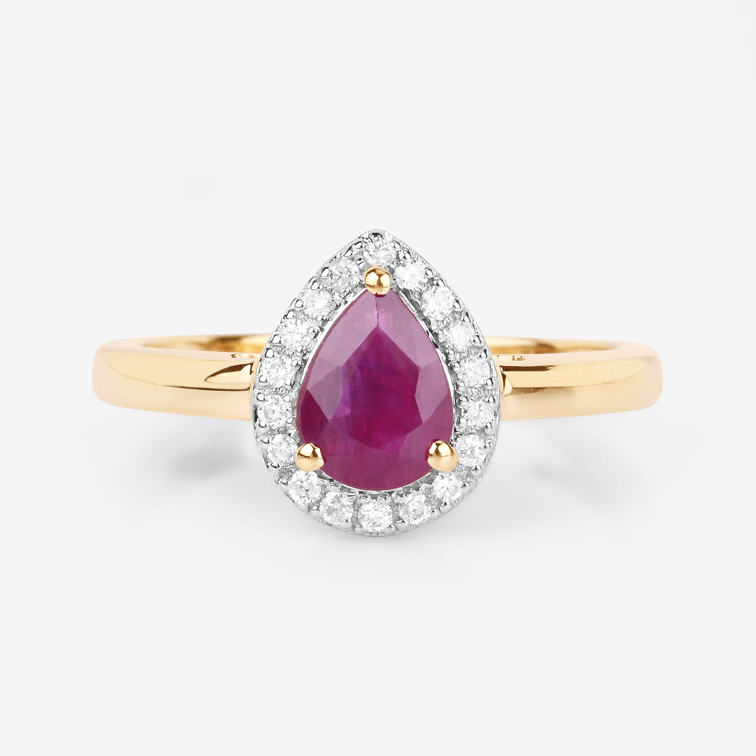 1.02 Carat Genuine Ruby and White Diamond 14K Yellow Gold Ring ...